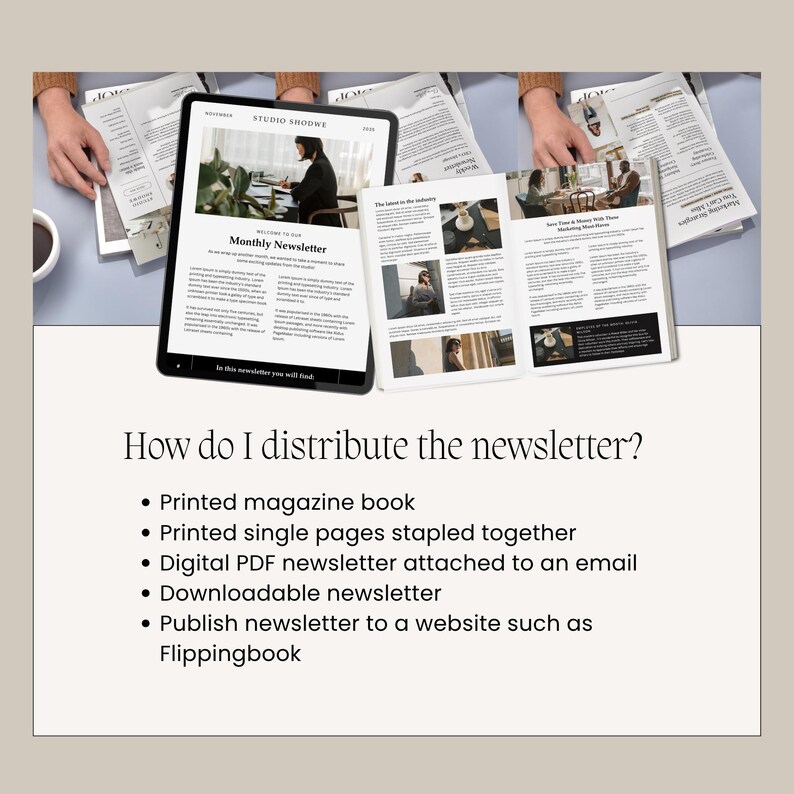 Editable Monthly Newsletter Template: Chic Minimalist Design (canva, A4 ...