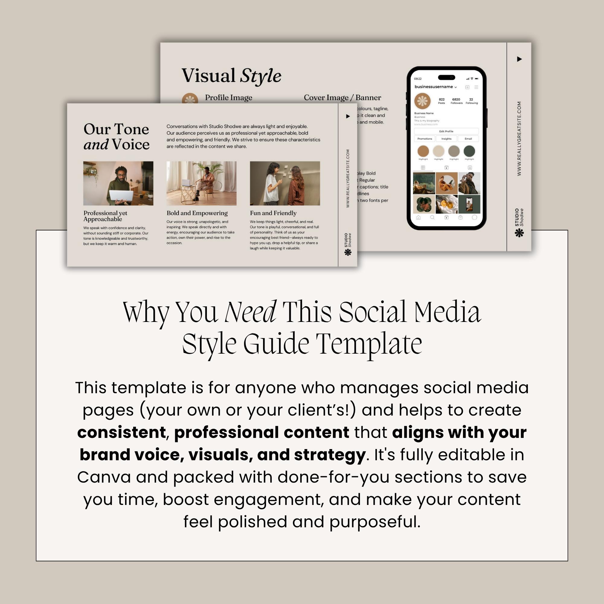 Editable Social Media Style Guide Template: Canva Design (1920x1080px ...