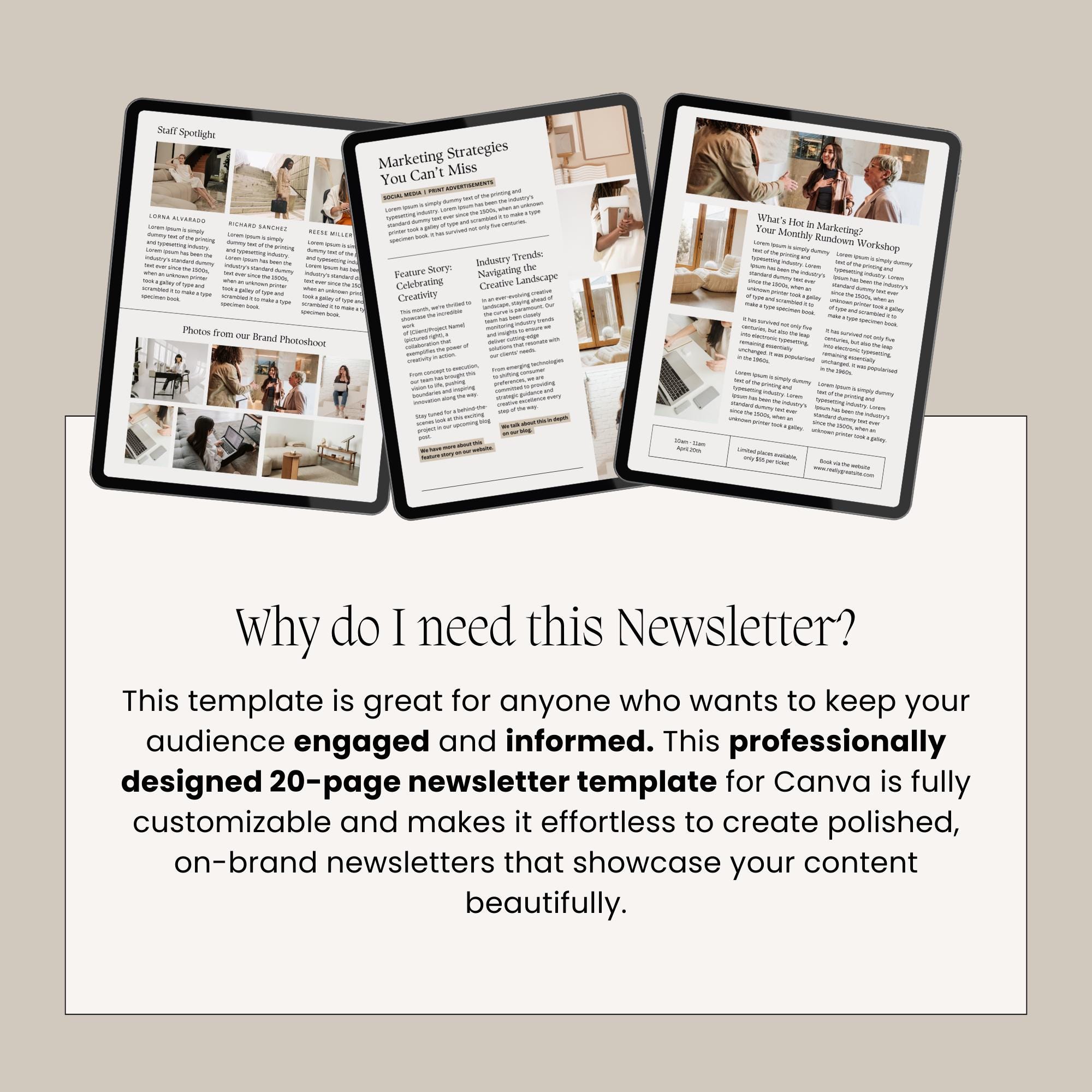 20 Page Monthly Newsletter Editable Canva Template in an Aesthetic ...