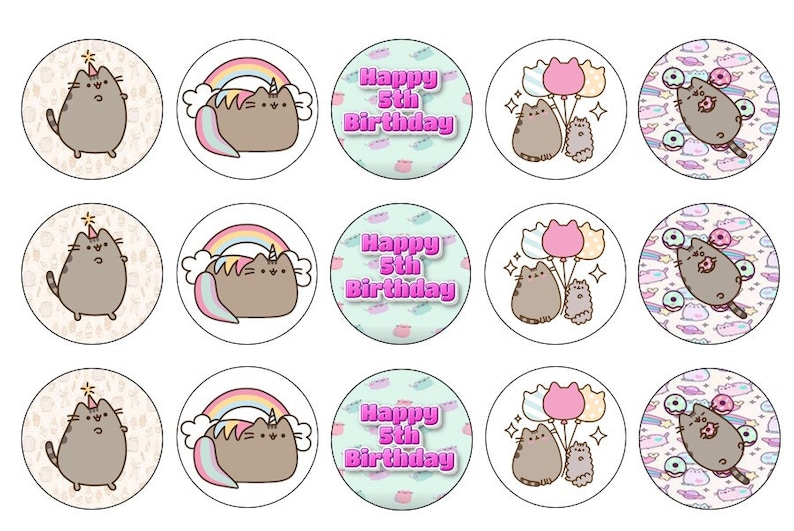 Pusheen Inspired Cupcake Toppers Cat Topper Cat Edible Icing - Etsy