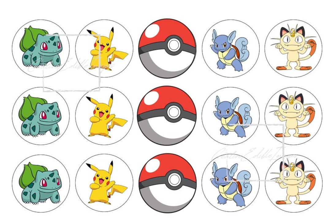 Pokemon Cupcake Toppers, Edible Images for Your Cakes, Cookies and ...