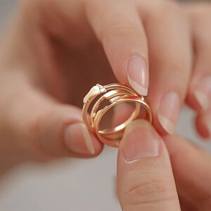 Solid Gold Baby Handprint Ring Set, Baby Keepsake Ring Set, Baby ...