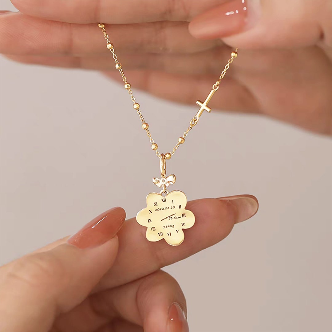 Solid Gold Baby Handprint and Footprint Necklace,petal Shape, Baby ...