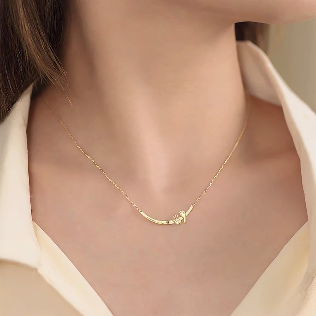Solid Gold Baby Handprint and Footprint Necklace,smile Baby Keepsake ...