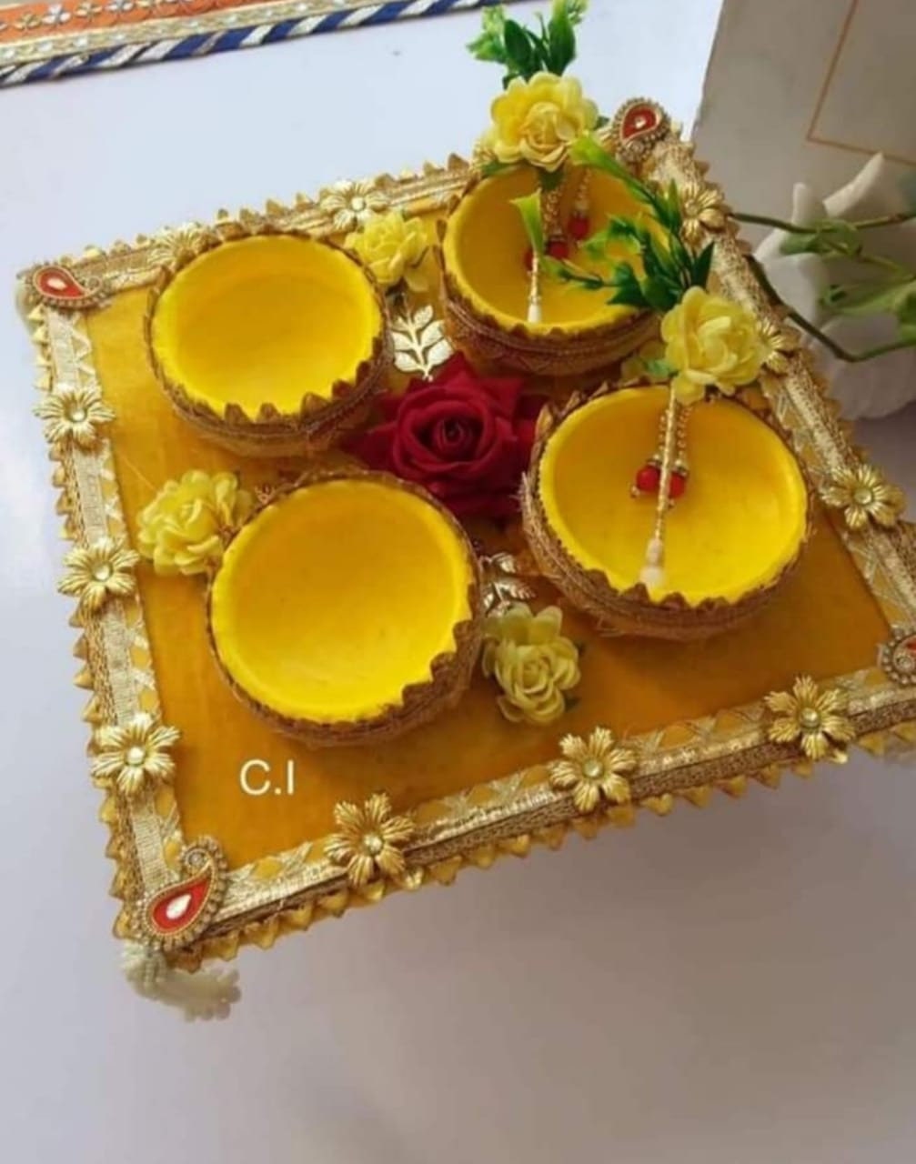 Decorative Haldi Tray Indian Wedding Decor Henna Cones - Etsy Hong Kong