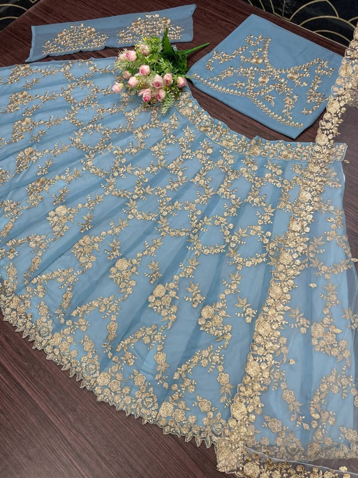 Exclusive Georgette Lehenga Choli With Embroidery Work and | Etsy