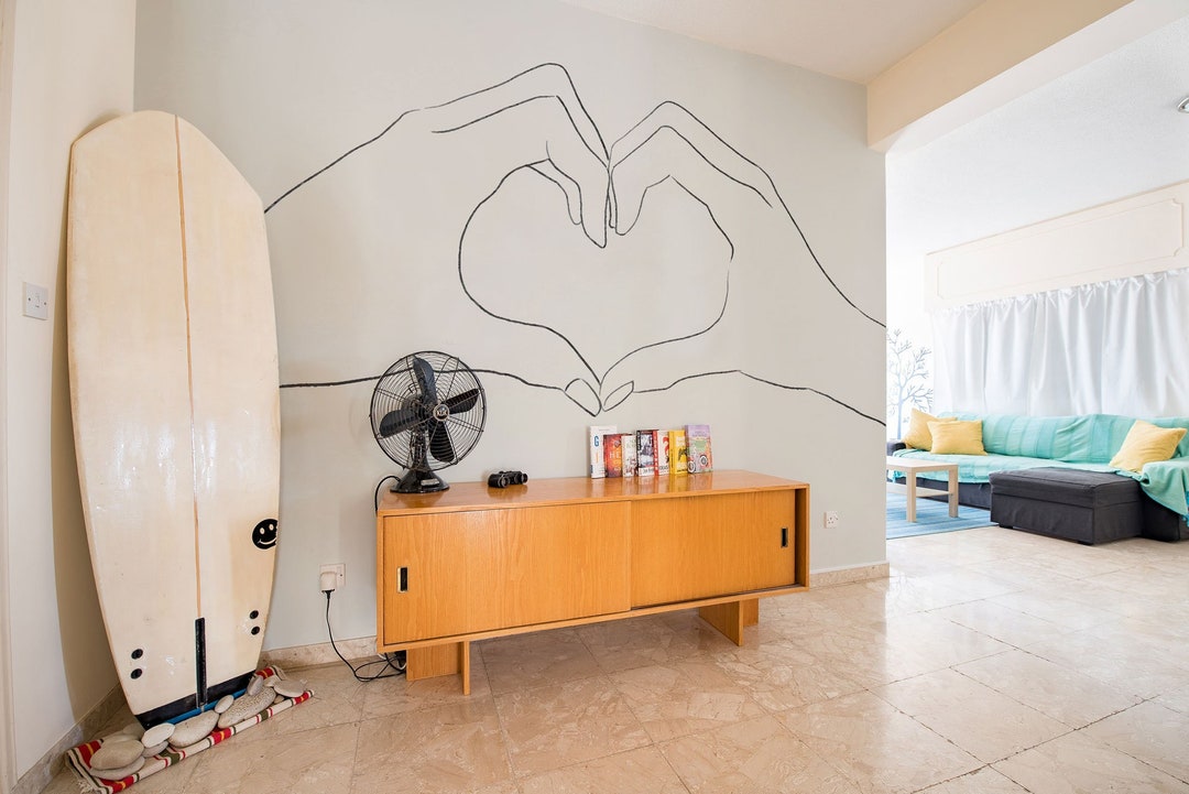 Hand Gesture Art Removable Vinyl Mural / Peel and Stick Heart Art ...