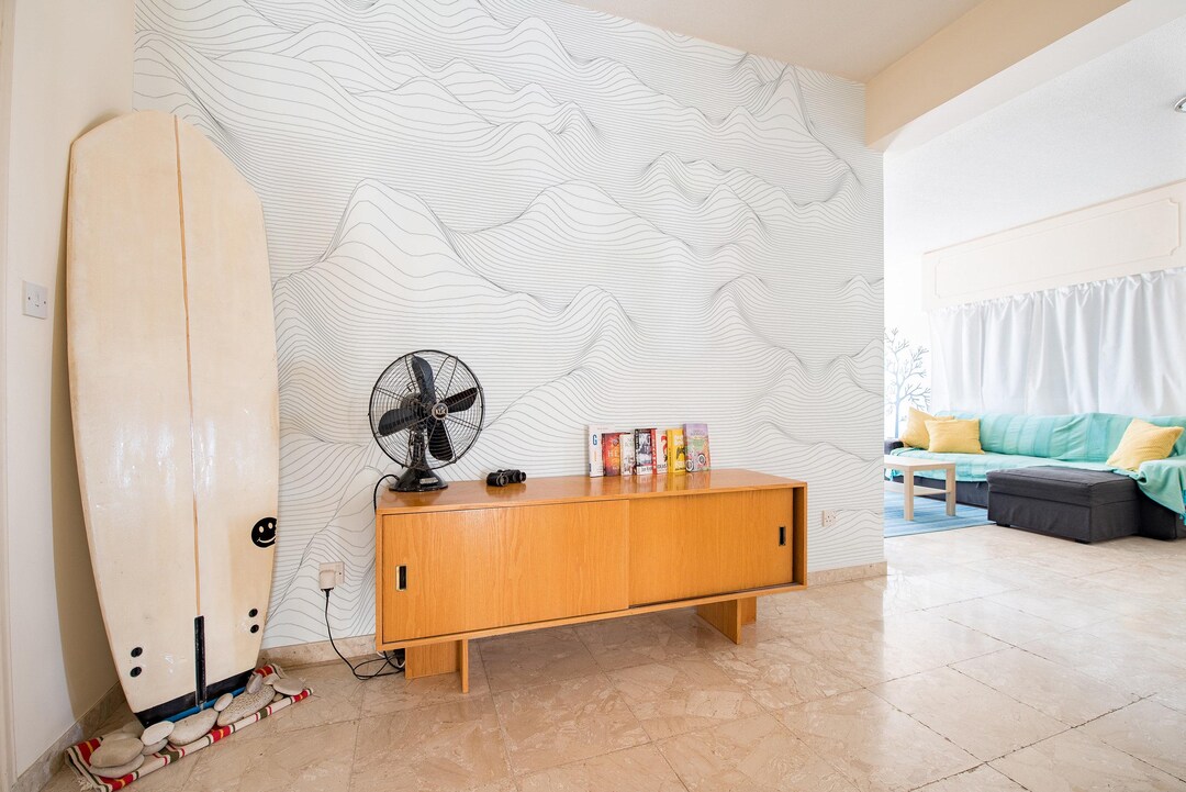 Topography Removable Vinyl Mural / Peel and Stick Map Pattern Wallpaper ...