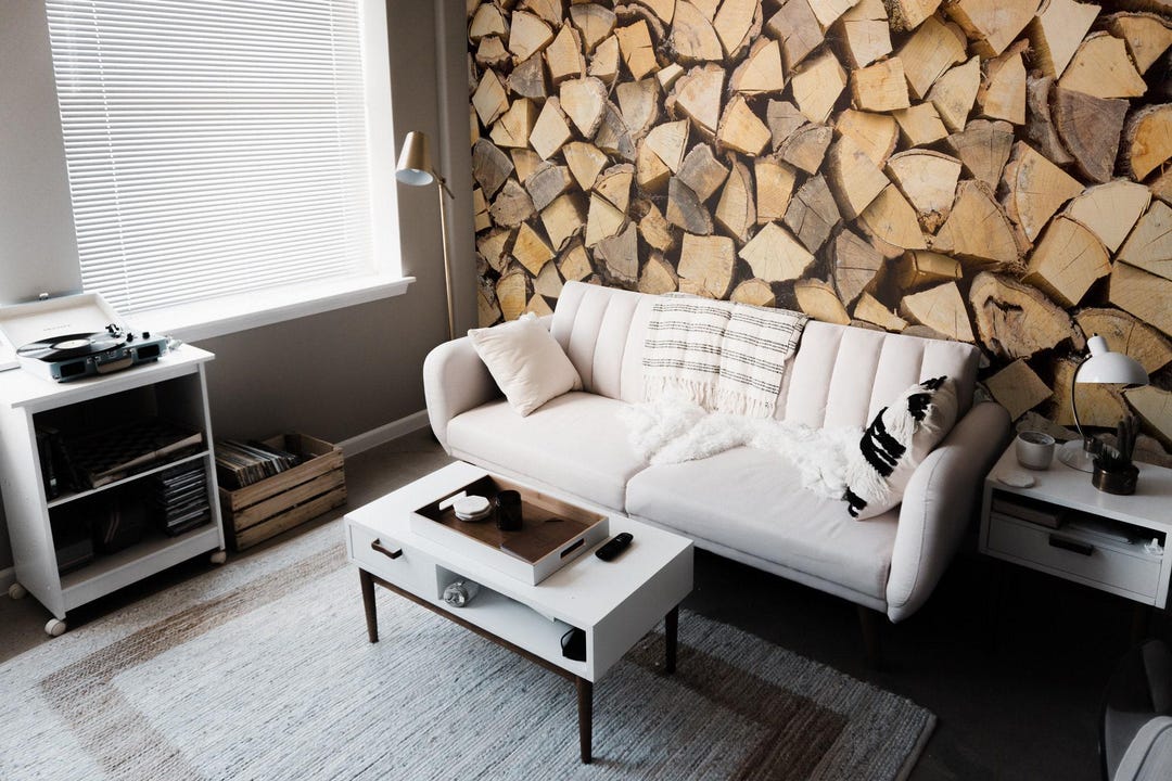 Firewood Removable Vinyl Mural / Peel and Stick Wood Effect Pattern ...