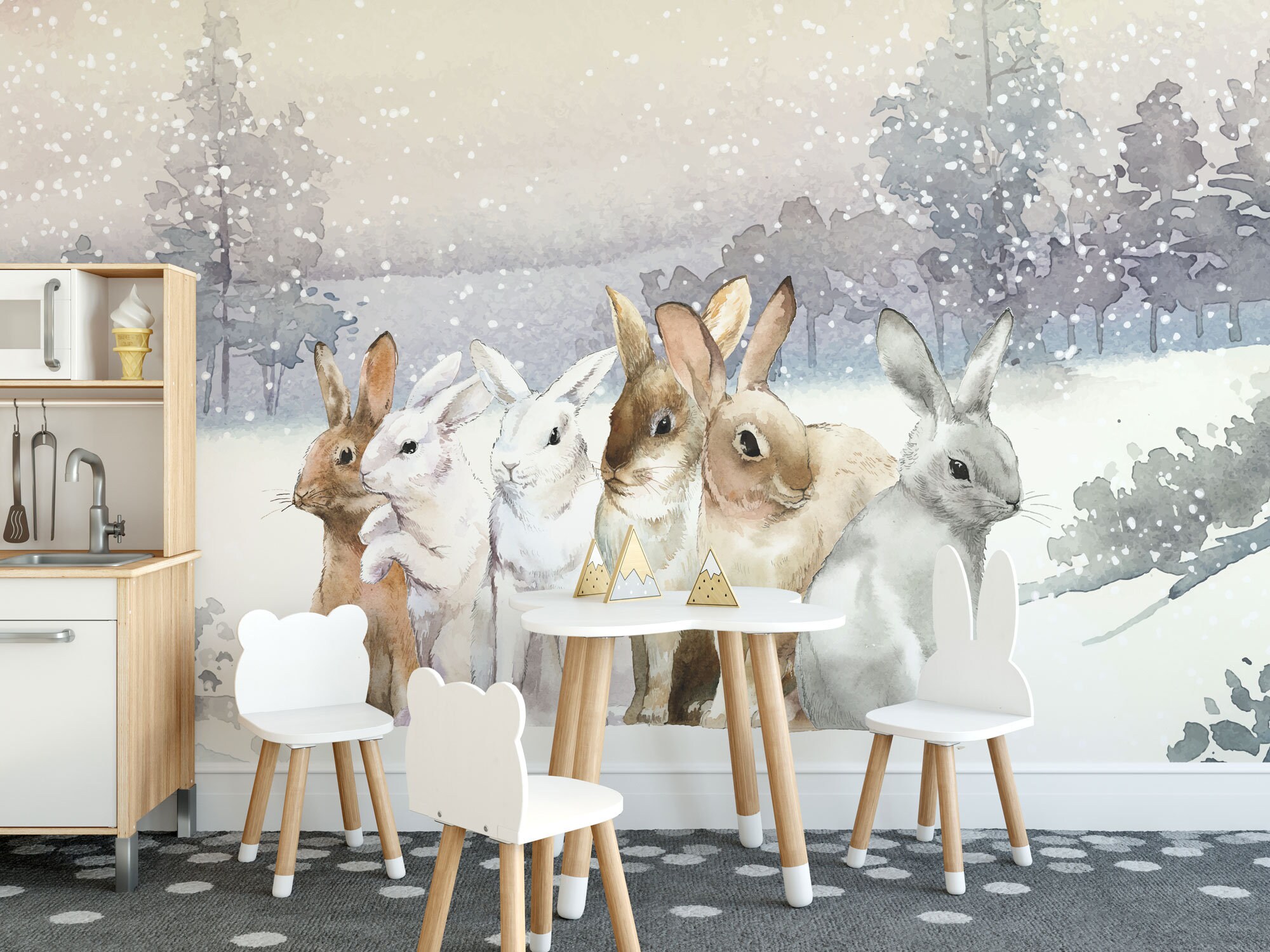 Hare Removable Vinyl Mural / Peel and Stick Rabbits Wallpaper - Etsy
