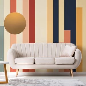 Retro Sunset Stripes Wallpaper / Peel & Stick Geometric Color Block ...