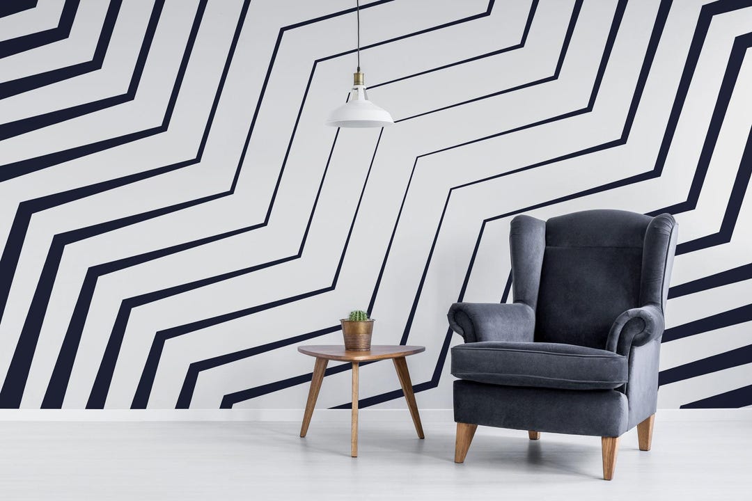 Geometric Lines Mural – Peel and Stick Vinyl Wallpaper - Etsy