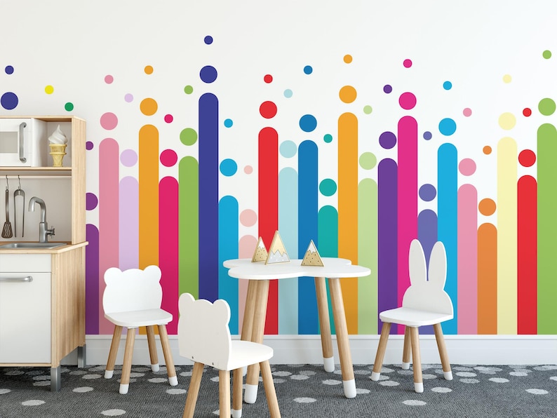 Rainbow Removable Vinyl Mural / Peel and Stick Modern Geometric ...
