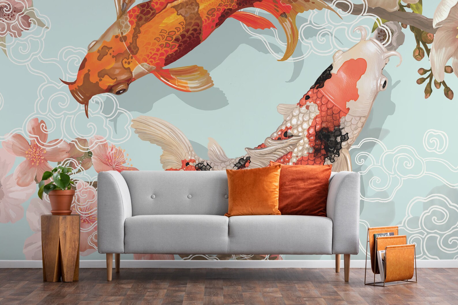 Koi Fish Removable Vinyl Mural / Peel and Stick Japanese - Etsy