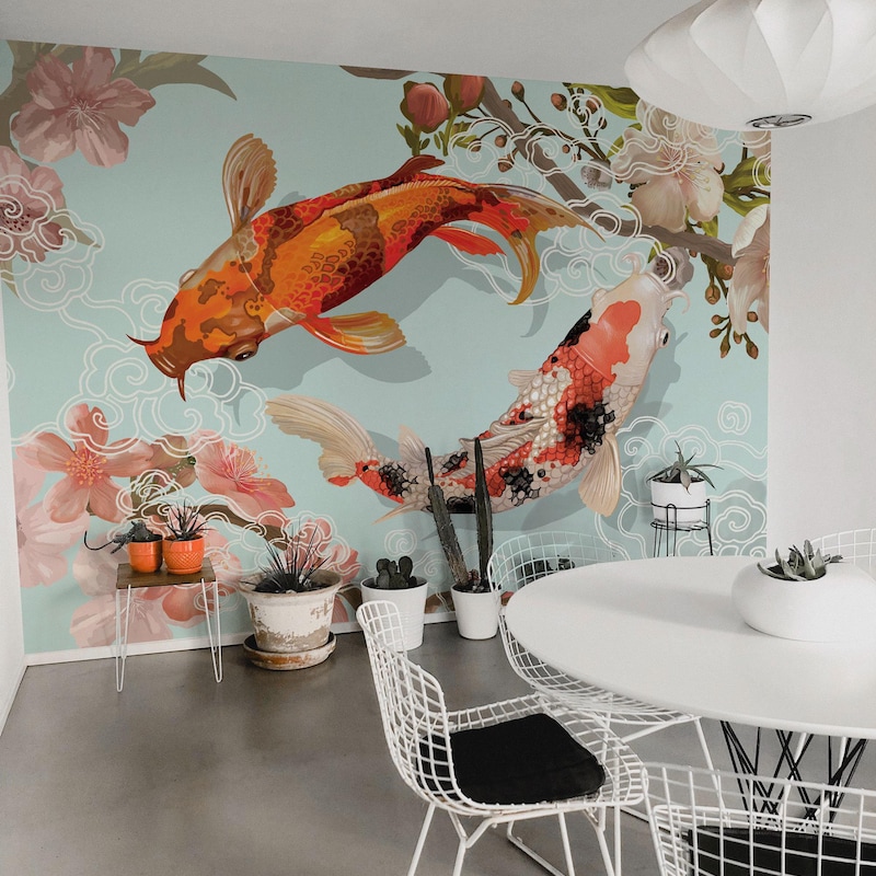 Koi Mural Wallpaper - Etsy