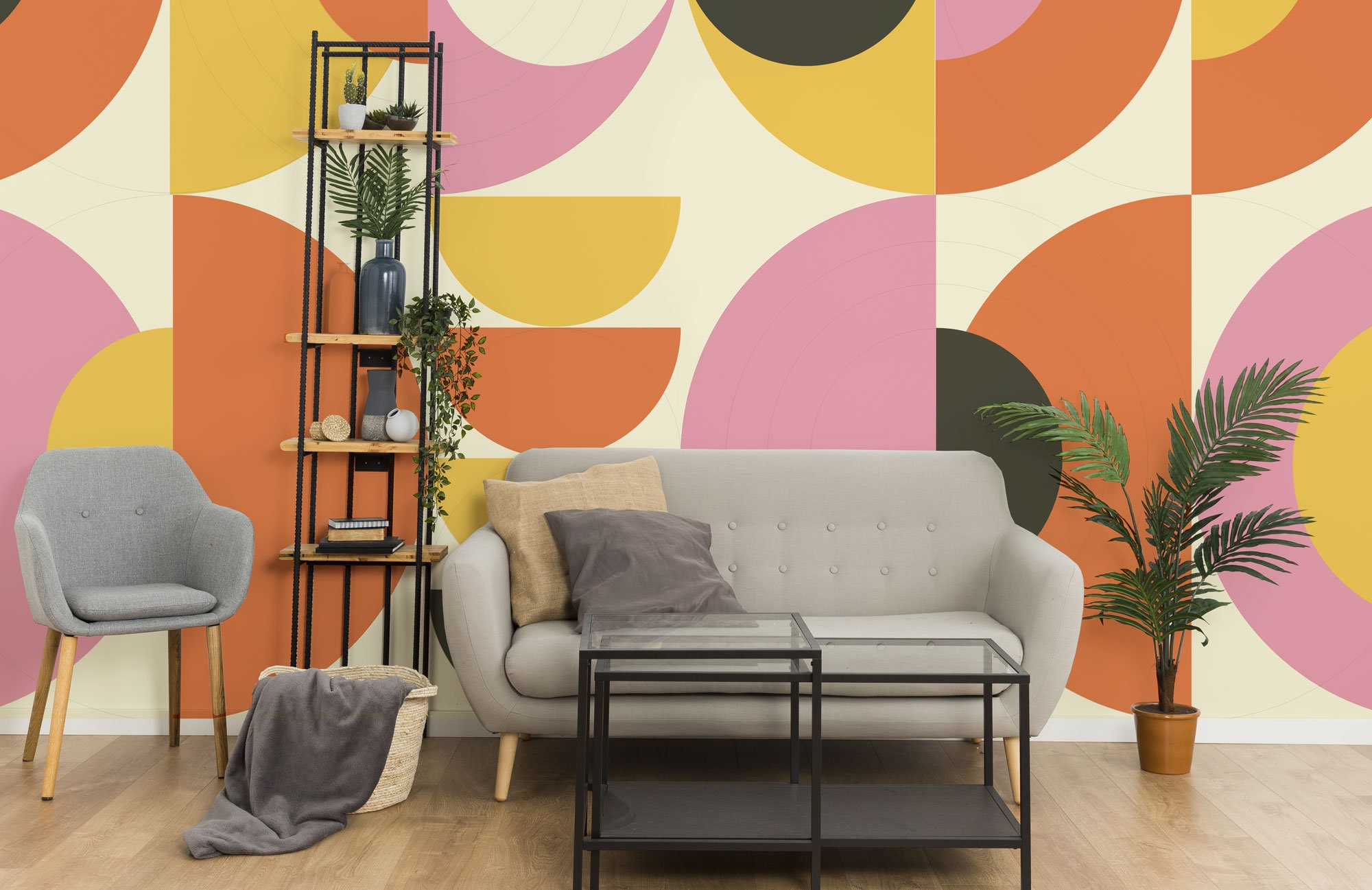 Retro Geometric Art Removable Vinyl Mural / Peel and Stick - Etsy