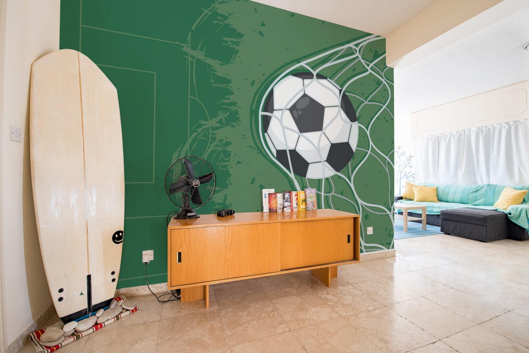 Football Removable Vinyl Mural / Peel and Stick Soccer Pattern ...
