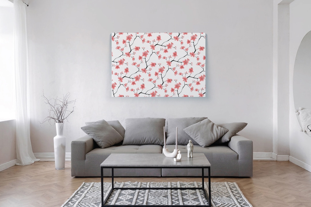 Red Sakura Canvas Print/ Spring Flowers Canvas Print/ Japanese Sakura ...