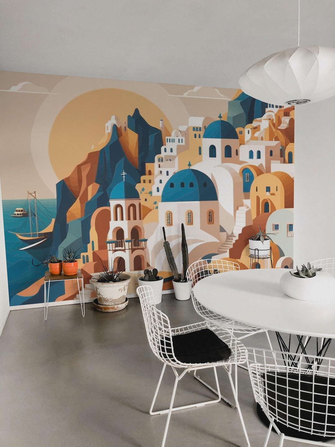 Santorini Greece Mural – Removable Peel and Stick Wallpaper - Etsy
