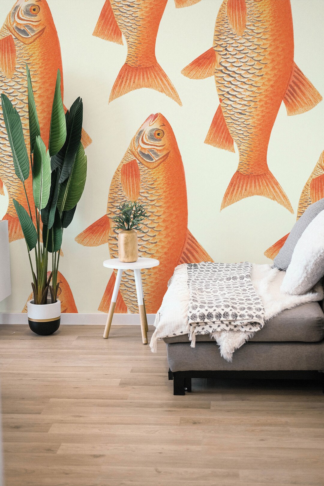 Goldfish Removable Vinyl Mural / Peel and Stick Nautical Wallpaper ...