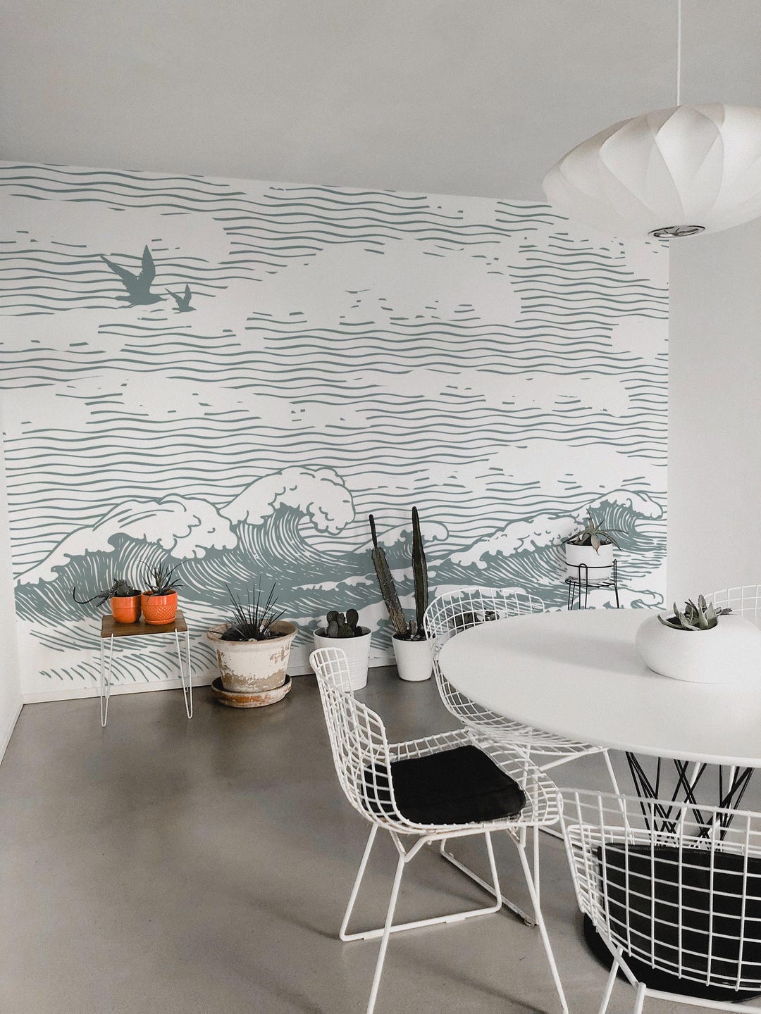 Ocean Removable Vinyl Mural / Peel and Stick Wave Pattern Wallpaper ...