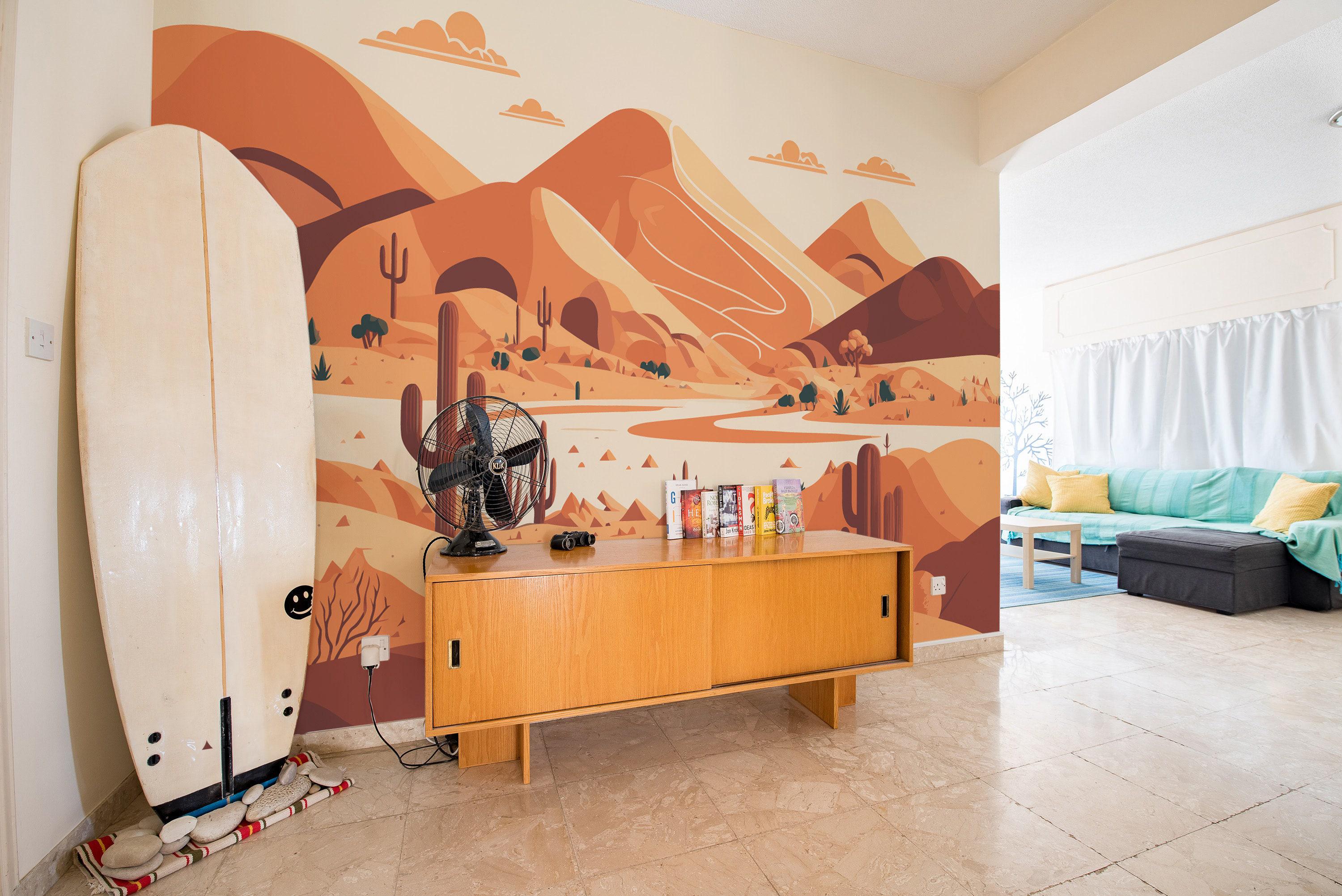 Desert Landscape Mural – Peel and Stick Sun Wallpaper - Etsy