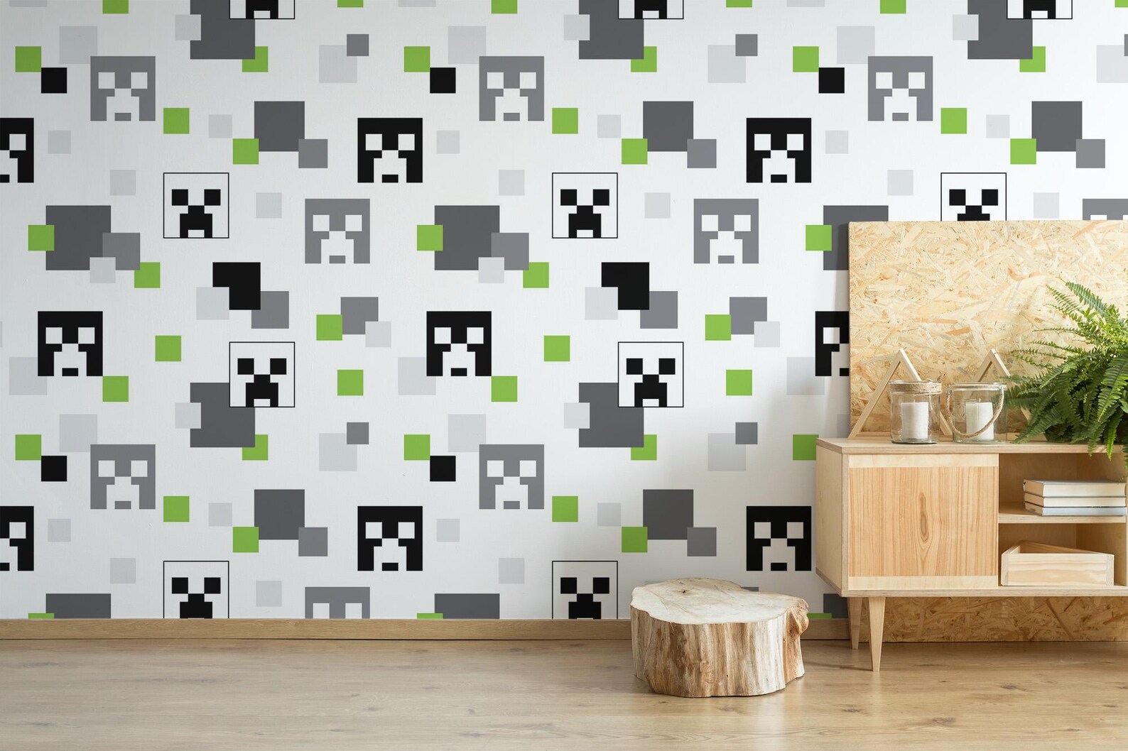 Creeper Block Game Wallpaper / Pixel Art Wall Mural / 8 Bit Gaming ...