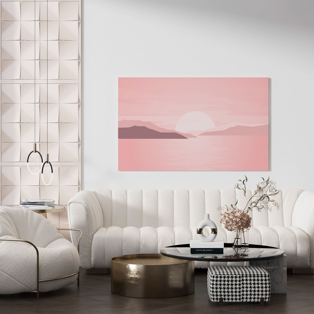 Pink Sunset Canvas Print/ Pink Landscape Canvas Print/ Sunrise Canvas ...