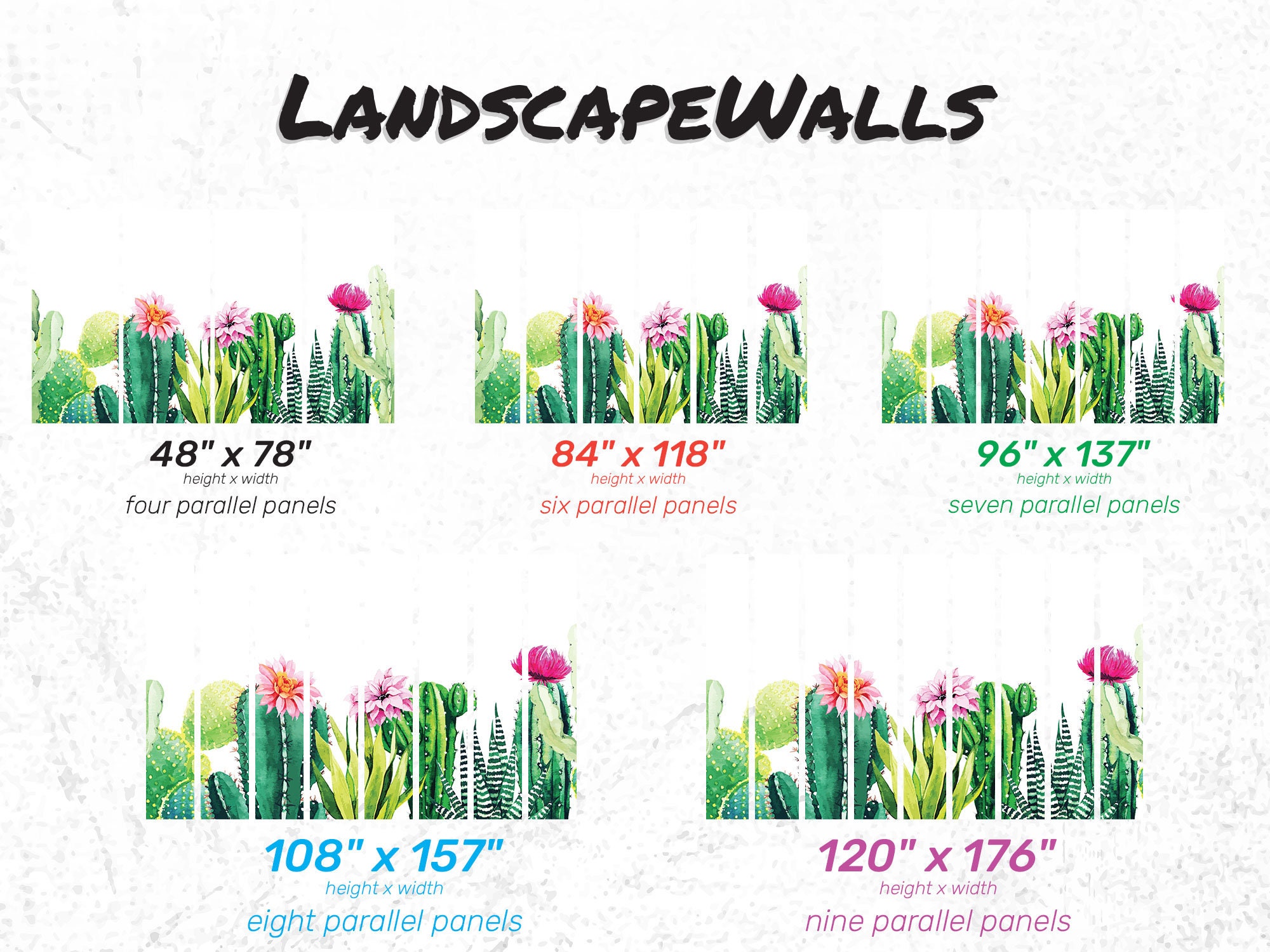 Cactus Removable Vinyl Mural / Peel and Stick Cactus Wallpaper - Etsy