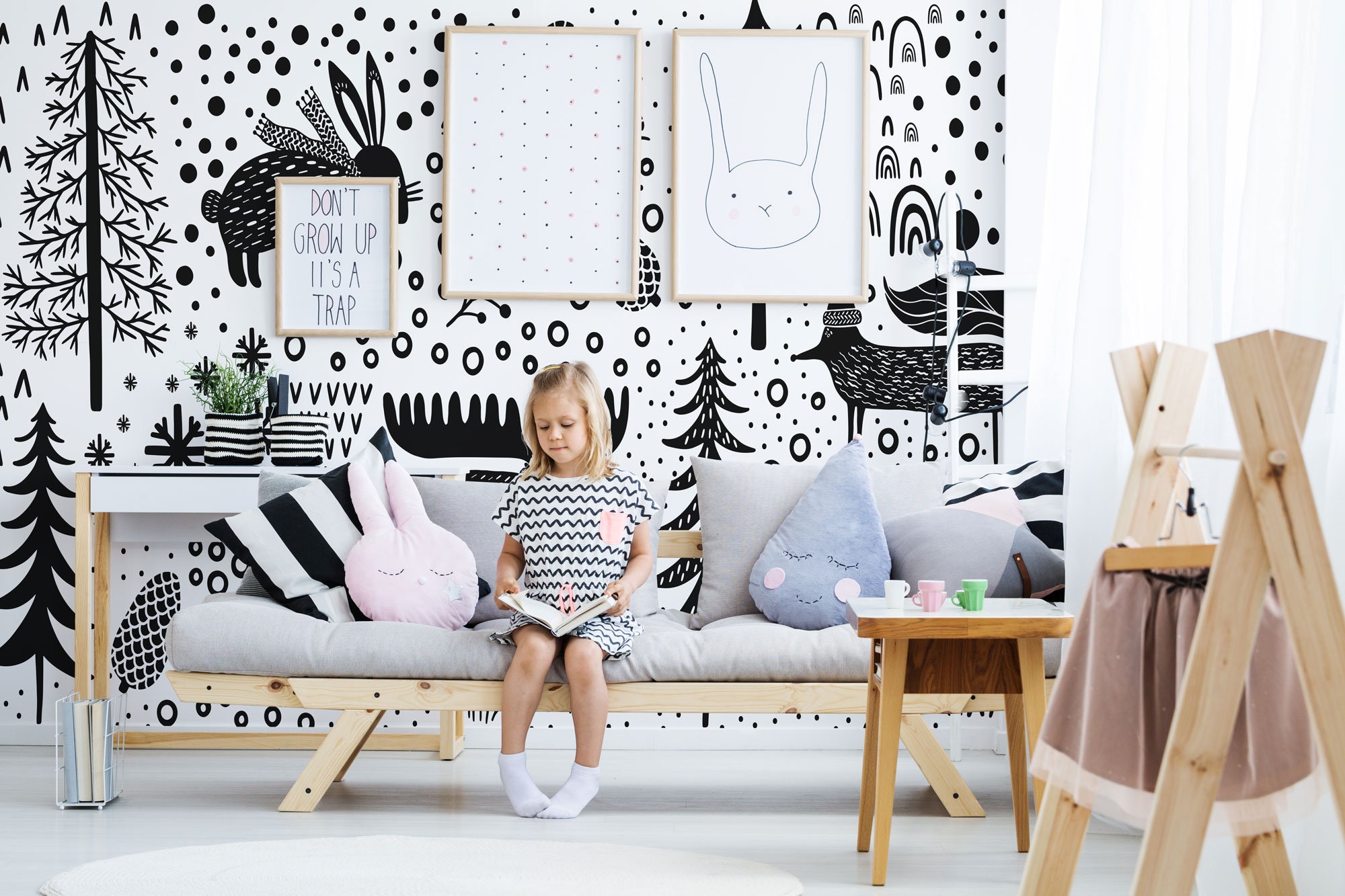 Scandi Forest Removable Vinyl Mural / Peel and Stick Scandi - Etsy