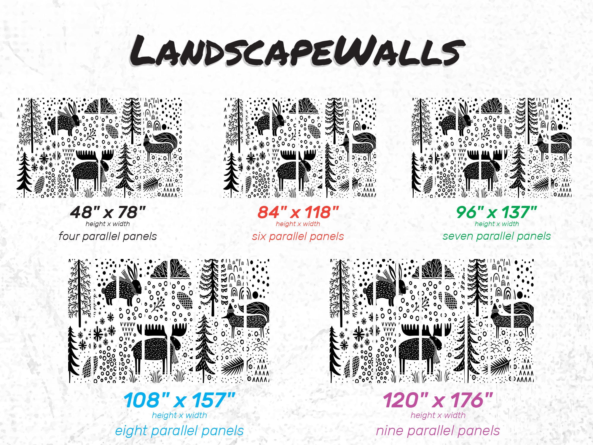 Scandi Forest Removable Vinyl Mural / Peel and Stick Scandi - Etsy