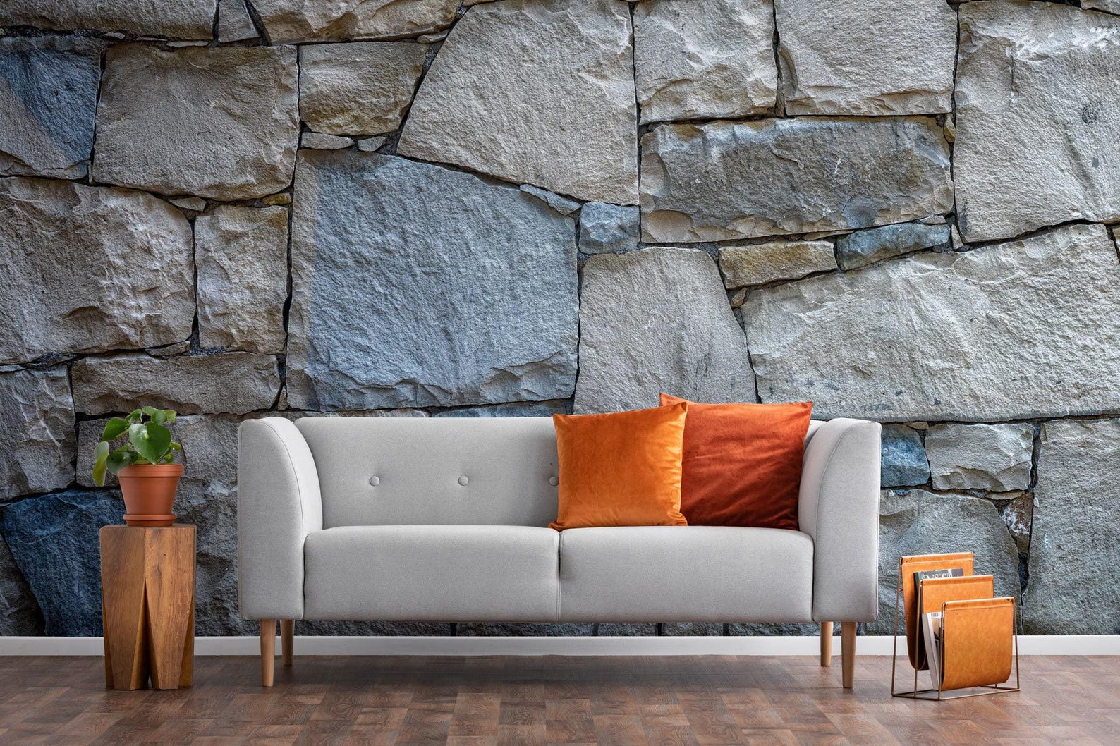 Stone Removable Vinyl Mural / Peel and Stick Rock Pattern Wallpaper ...
