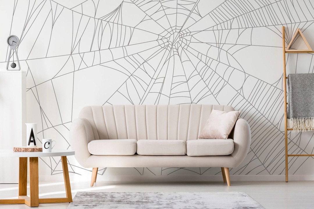 Spiderweb Removable Vinyl Mural / Peel and Stick Spider Pattern ...