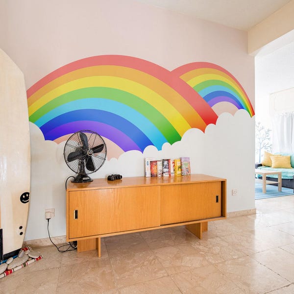 Rainbow Mural Wallpaper - Etsy