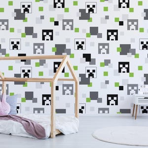 Creeper Block Game Wallpaper / Pixel Art Wall Mural / 8 Bit Gaming ...