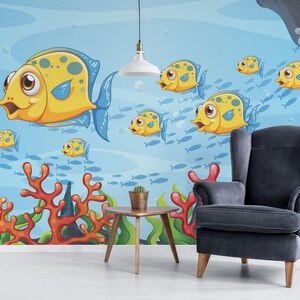 Fish Removable Vinyl Mural / Peel and Stick Cartoon Fish - Etsy