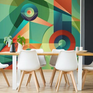 Abstract Removable Vinyl Mural / Peel and Stick Geometric Pattern ...