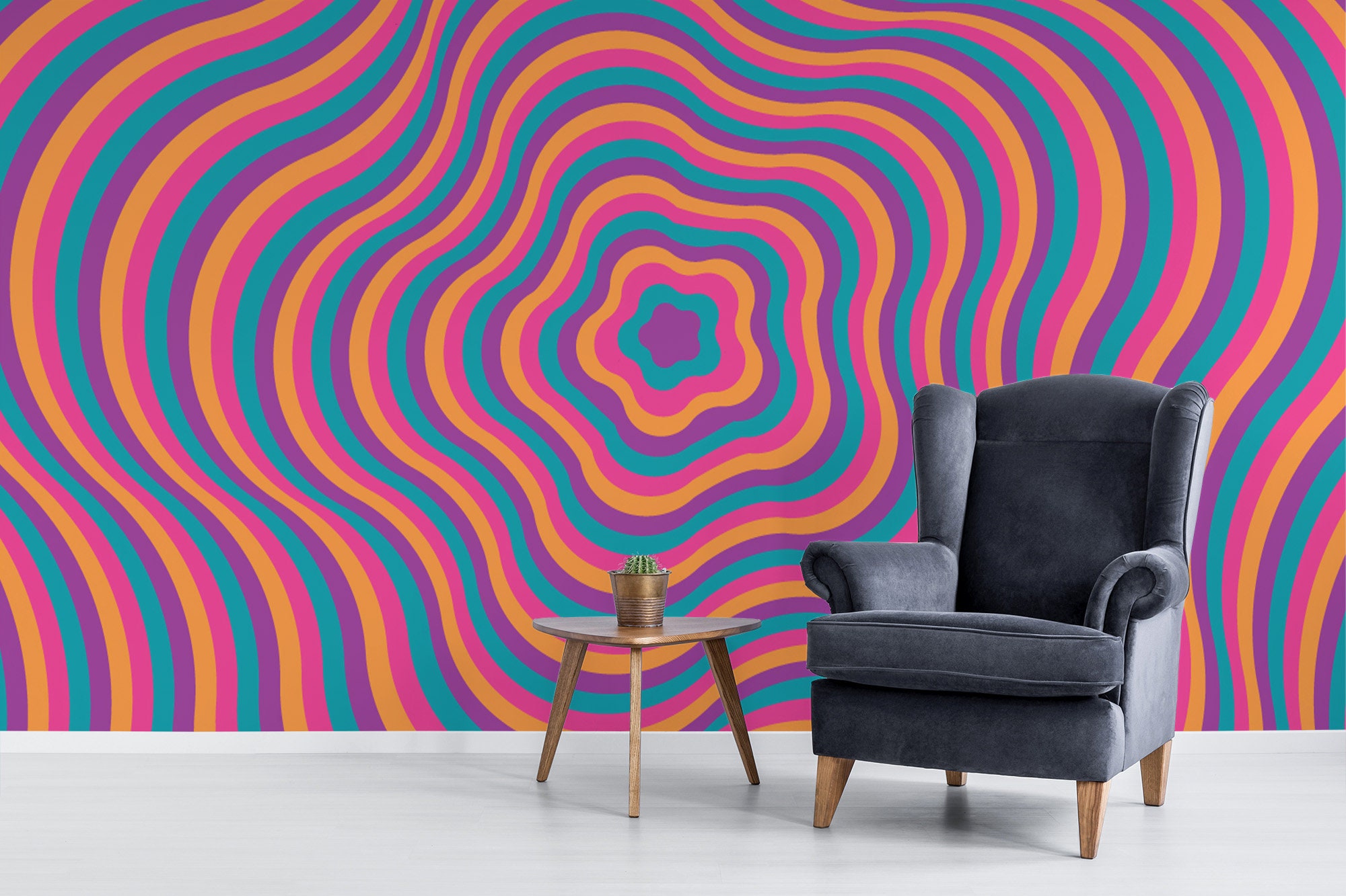 Colorful Removable Vinyl Mural / Peel and Stick Trippy - Etsy