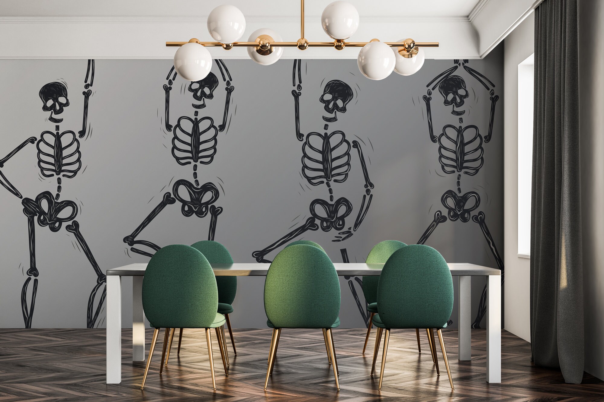 Skeleton Removable Vinyl Mural / Peel and Stick Halloween - Etsy