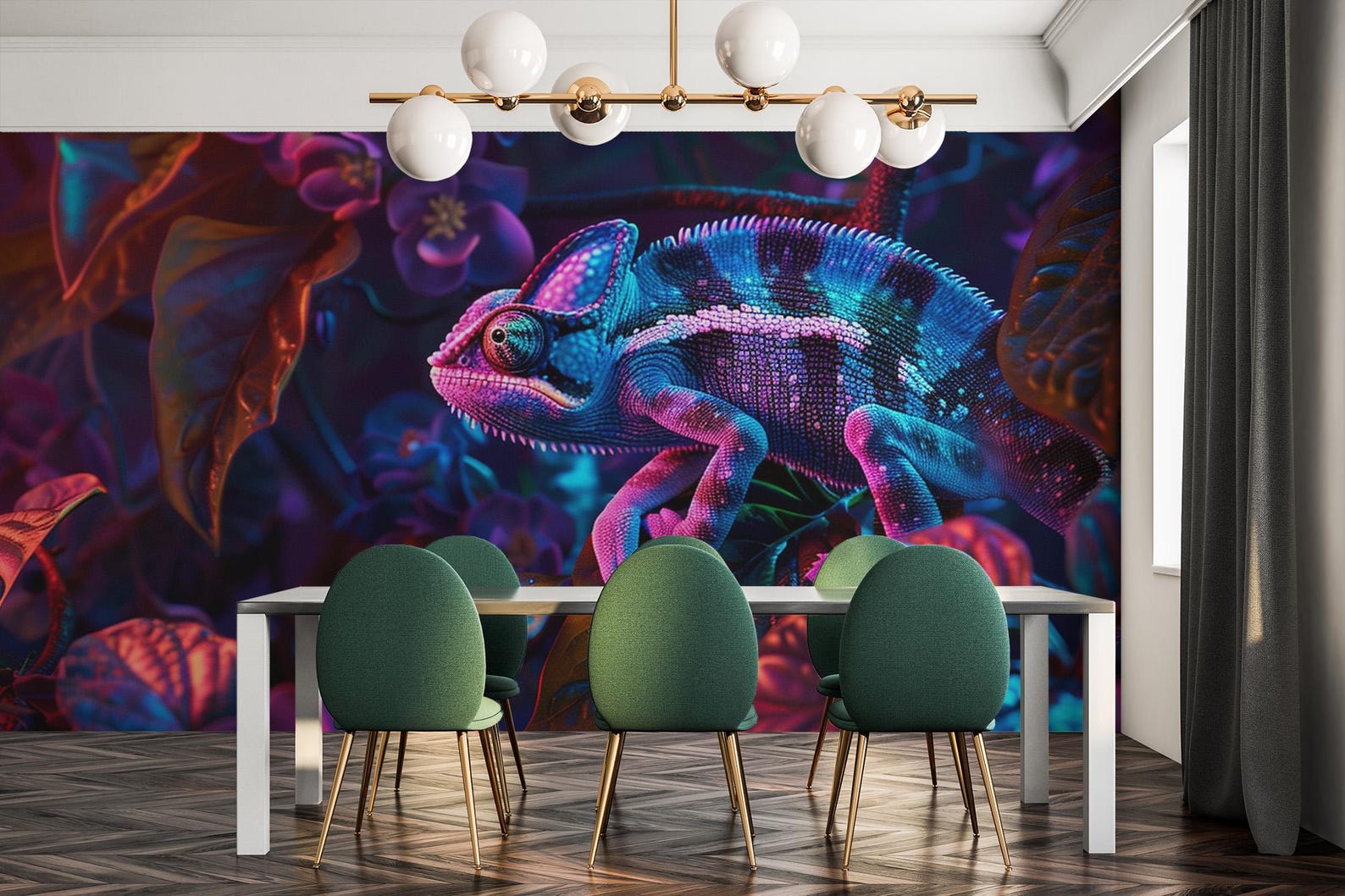 Chameleon in Neon Lights Removable Vinyl Mural / Peel and Stick Neon ...