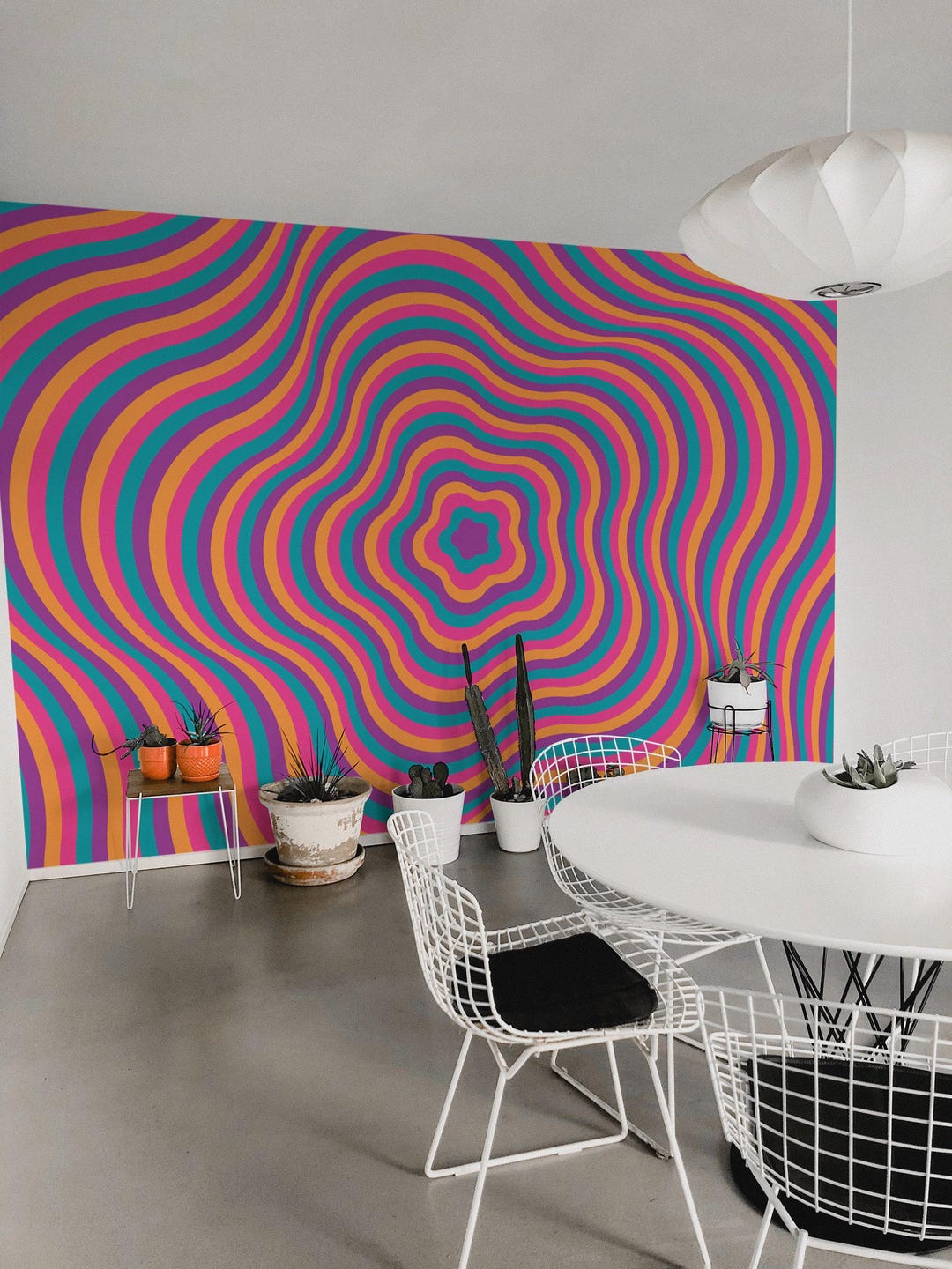 Colorful Removable Vinyl Mural / Peel and Stick Trippy Pattern ...