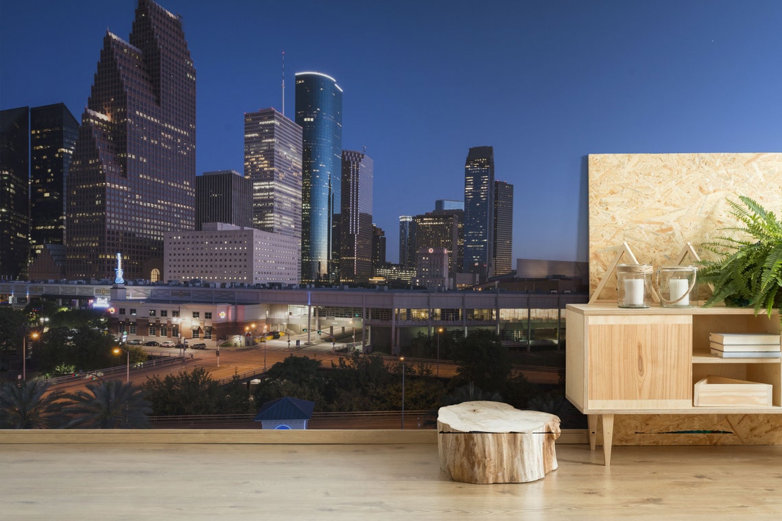 Houston City Removable Vinyl Mural / Peel and Stick City - Etsy