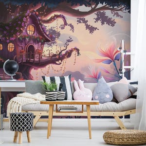 Magical Forest Mural – Fairy Tale Treehouse, Removable Wallpaper - Etsy