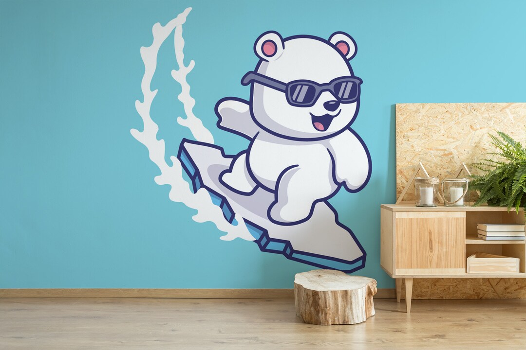 Cool Removable Vinyl Mural / Peel and Stick Teddy Wallpaper / - Etsy