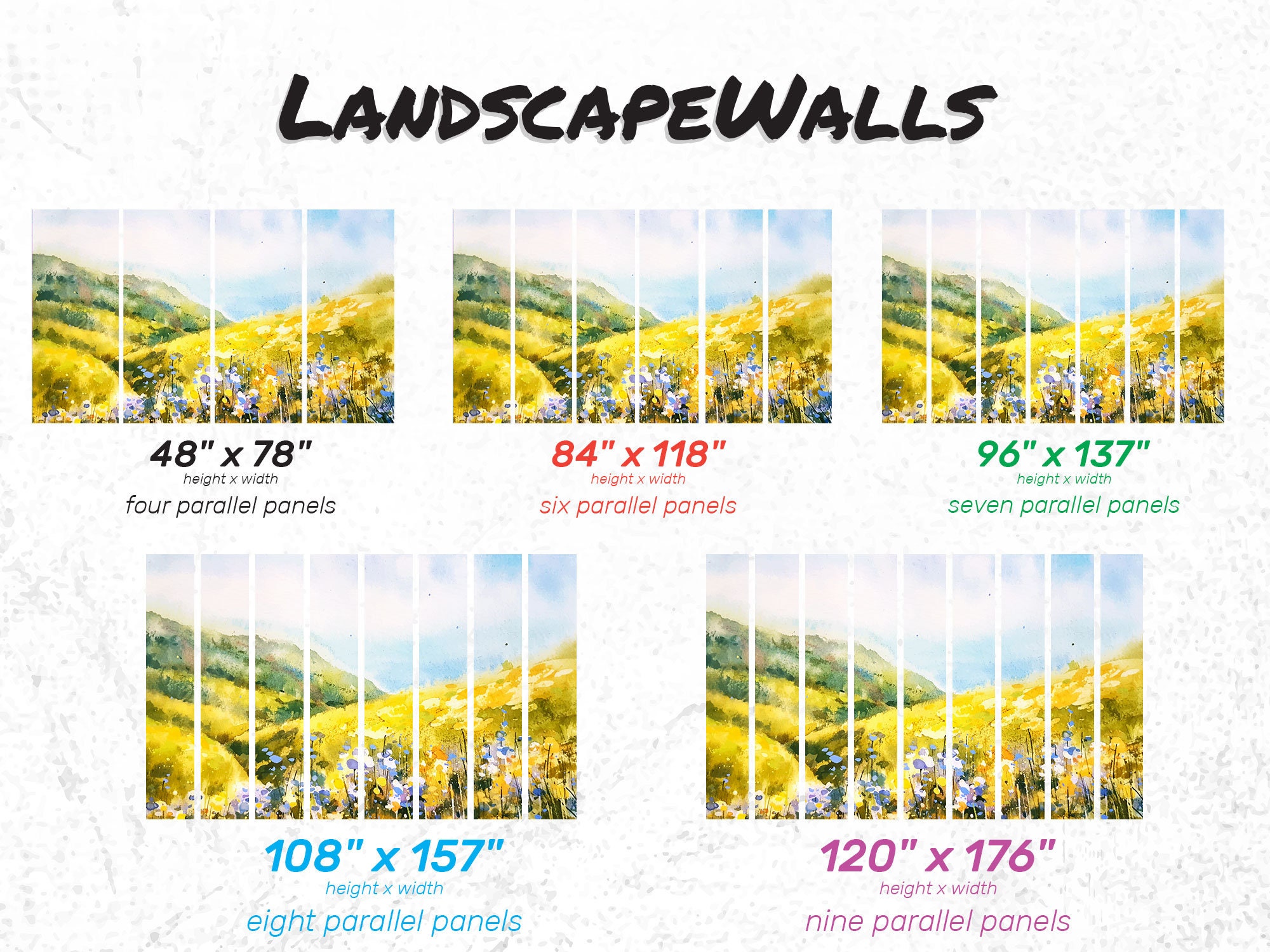 Watercolour scenery removable vinyl mural / Peel and stick | Etsy