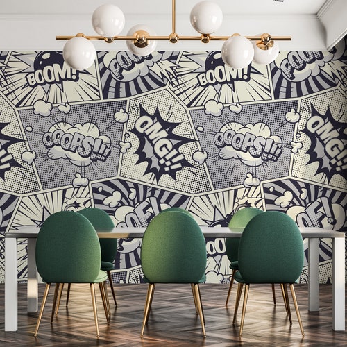 Pop Art Wallpaper Mural & Retro Comics Peel and Stick - Etsy