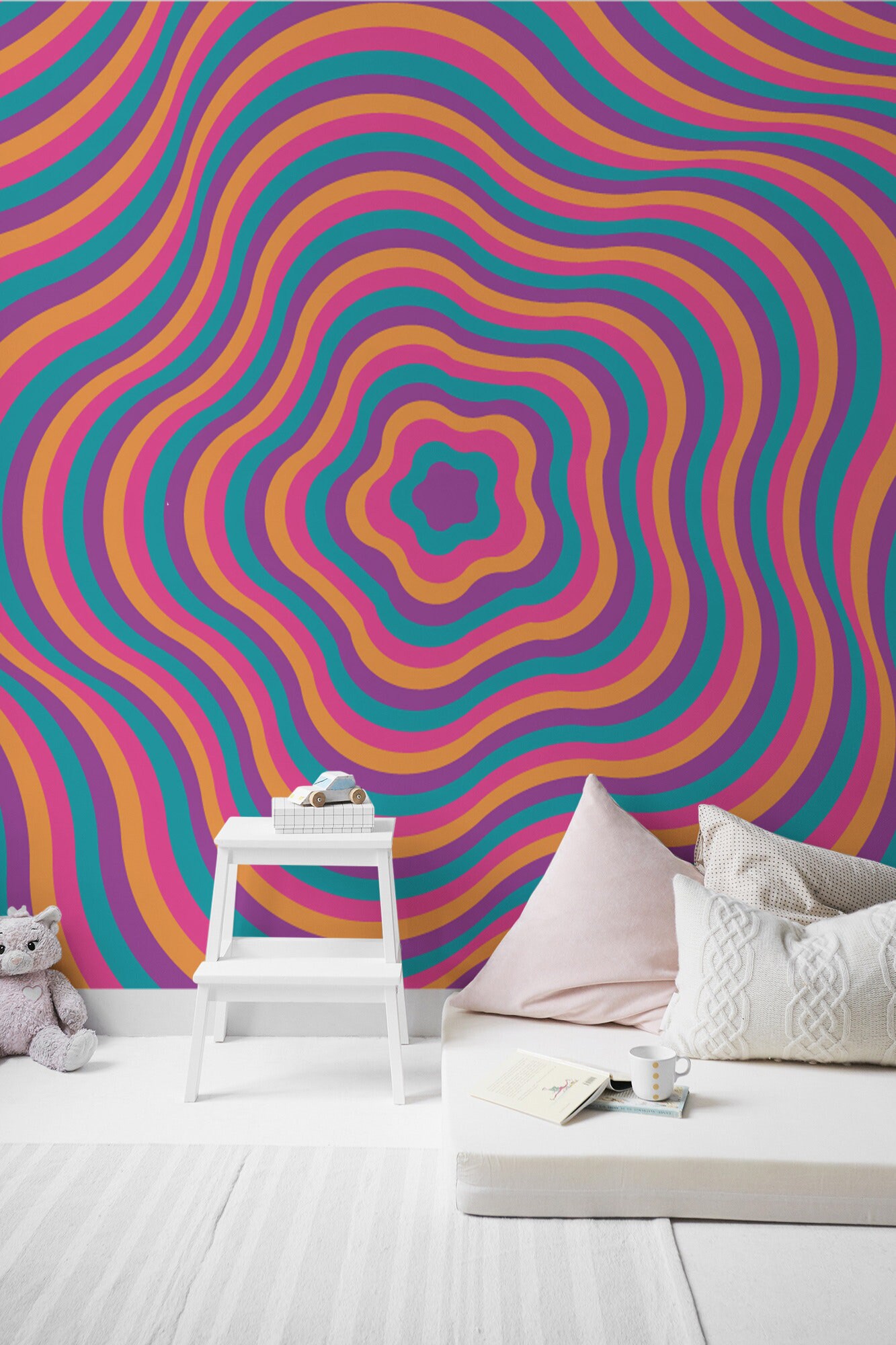 Colorful Removable Vinyl Mural / Peel and Stick Trippy - Etsy