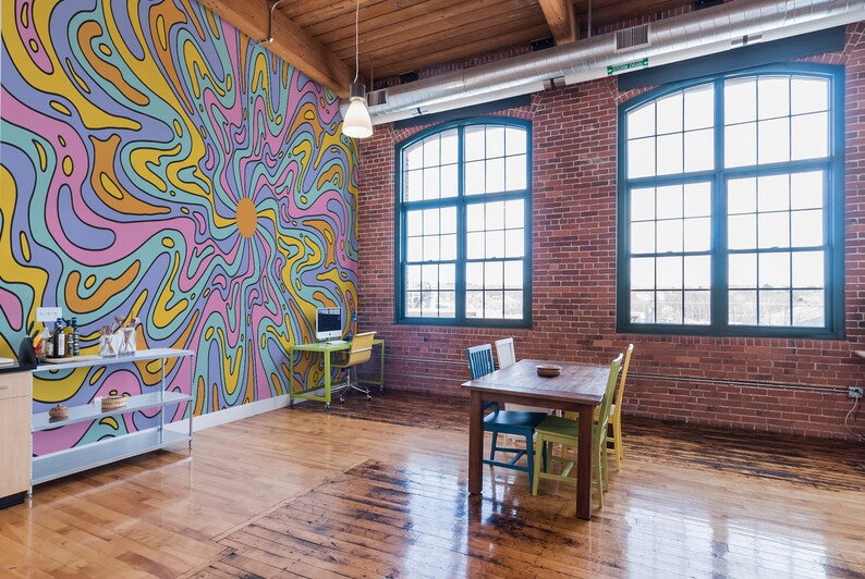 Groovy Removable Vinyl Mural / Peel and Stick Psychedelic - Etsy