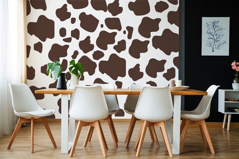 Cow Print Removable Vinyl Mural / Peel and Stick Brown - Etsy