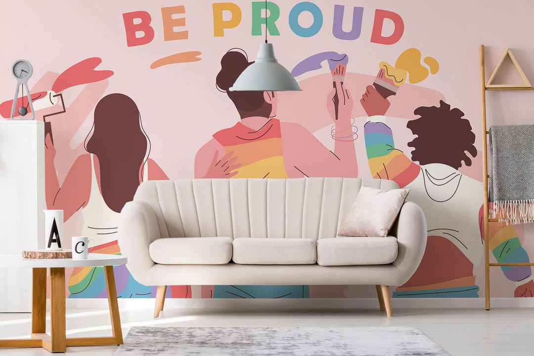 Vinyl "be Proud" Removable Vinyl Mural / Peel and Stick Lgbt Pattern ...